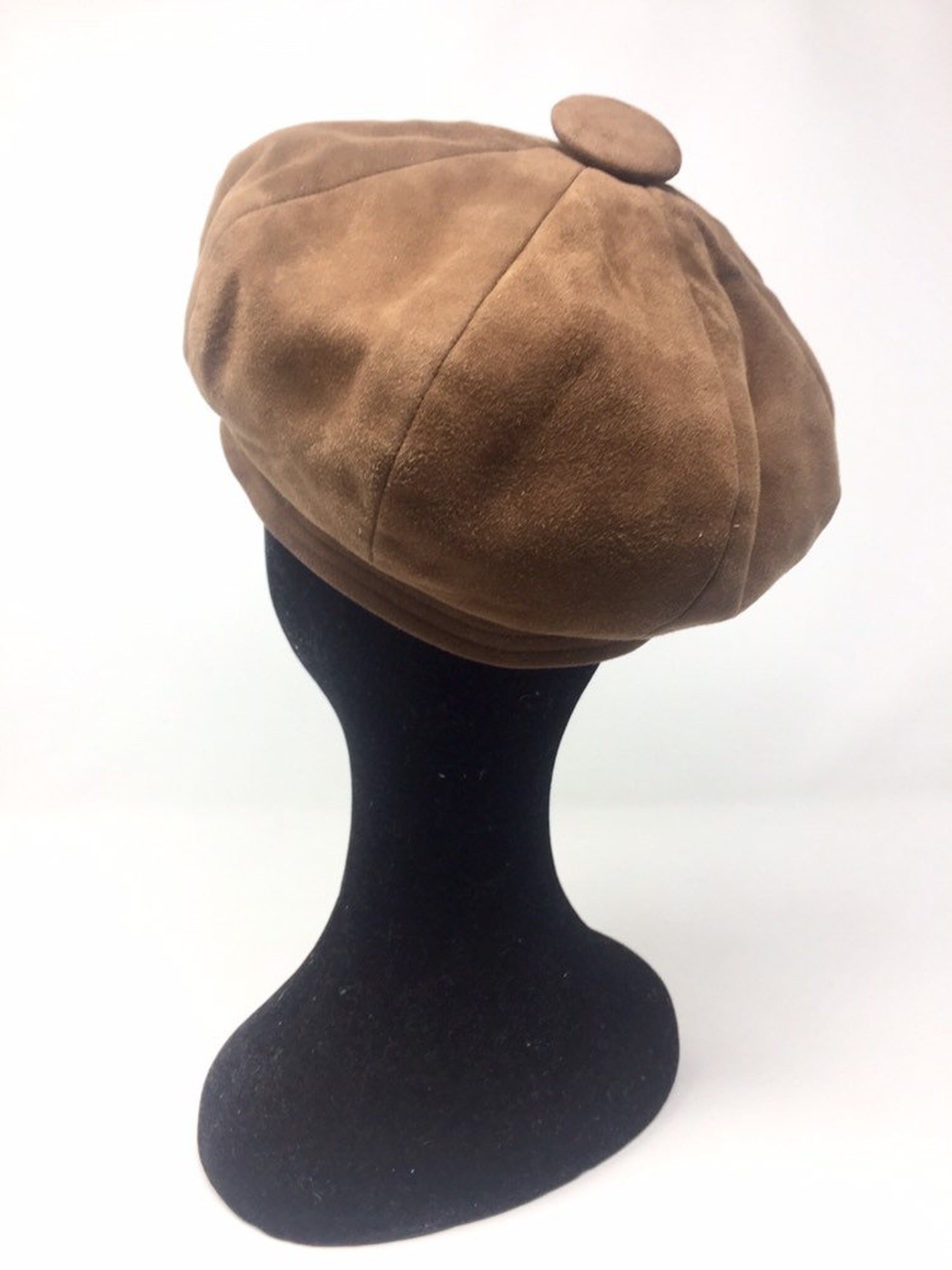 Vintage Basque Hat Woman in Brown Leather Newsboy Cap - Etsy