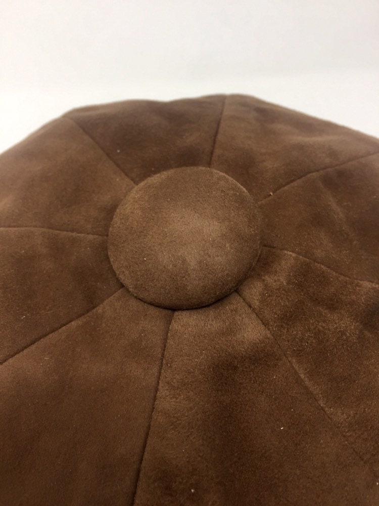 Vintage Basque Hat Woman in Brown Leather Newsboy Cap - Etsy