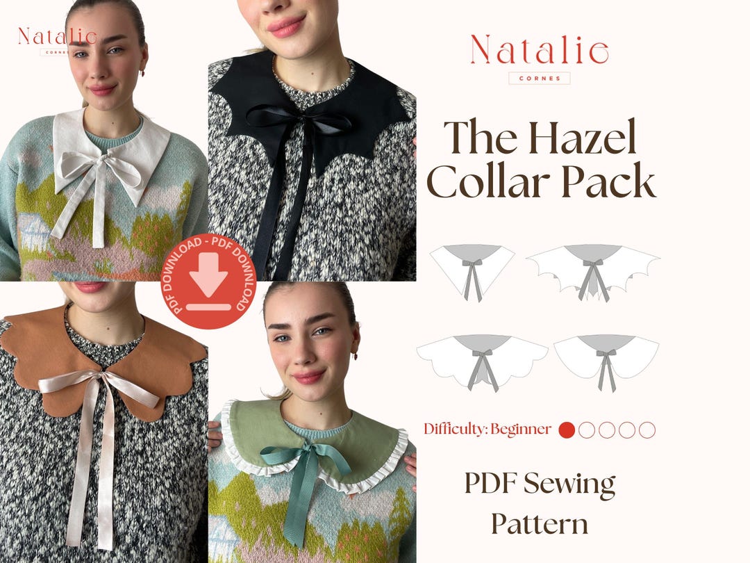 The Hazel Collars – PDF Sewing Pattern Pack of 4 | Detachable Collars ...