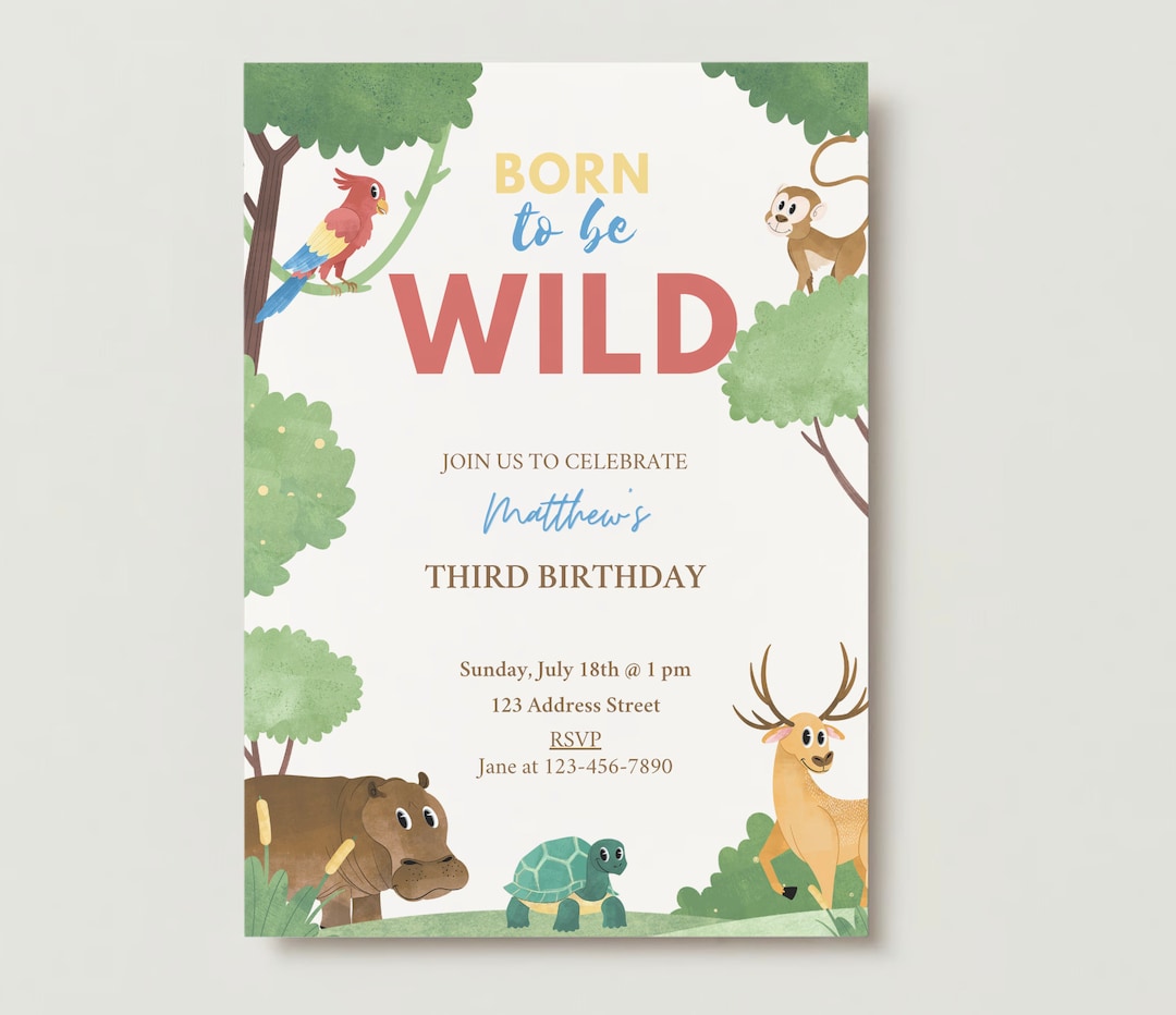 Born to Be Wild Birthday Invitation Digital Editable - Etsy