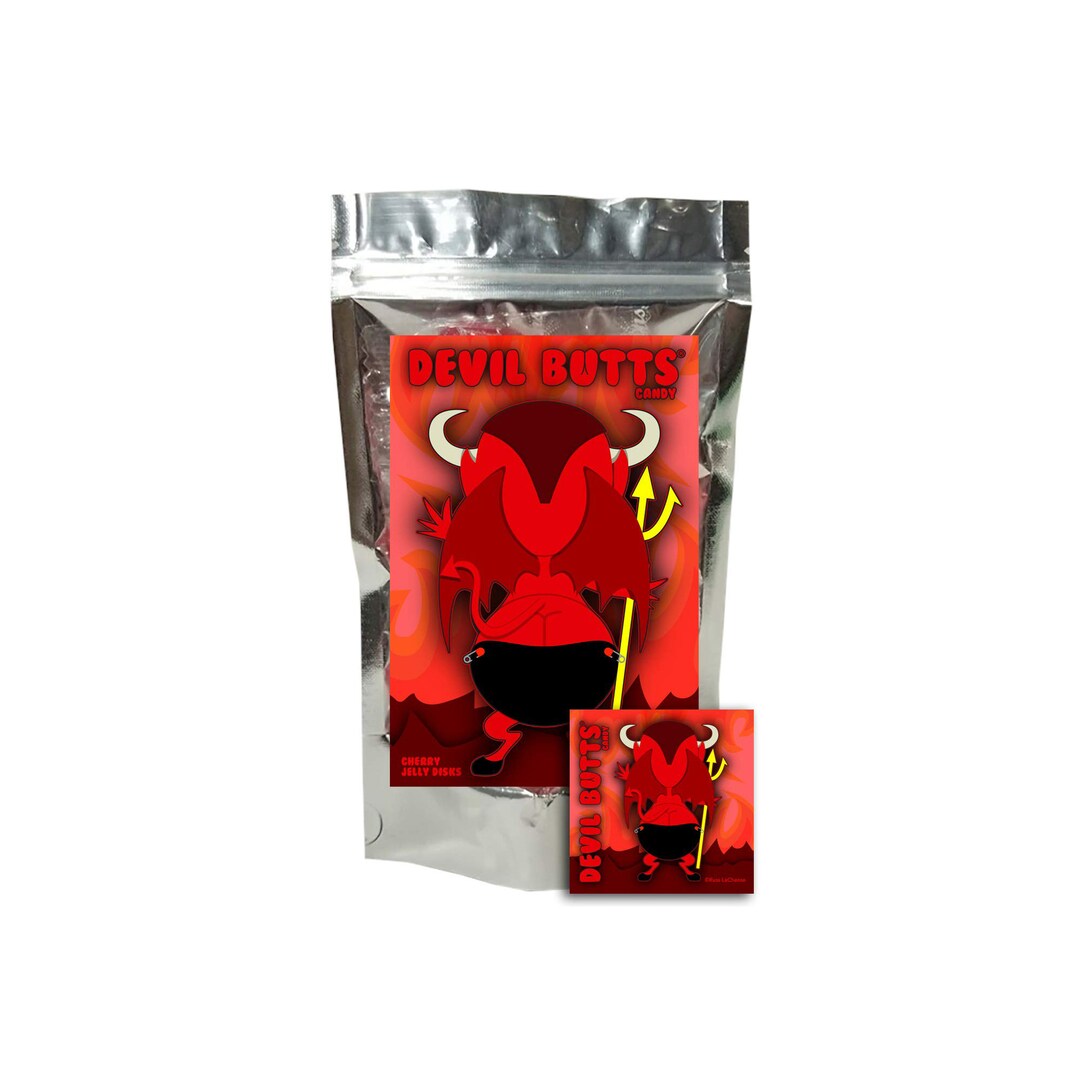 Devil Butts Gummy Cherry Flavored Fruit Disks Funny Unique Valentines ...