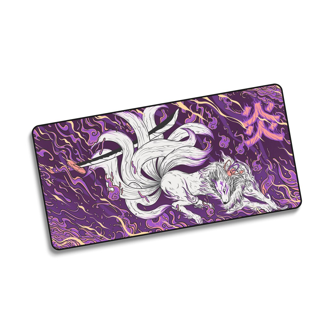 Japanese Kitsune Flame Mousepad Deskmat Large Desk Mats - Etsy