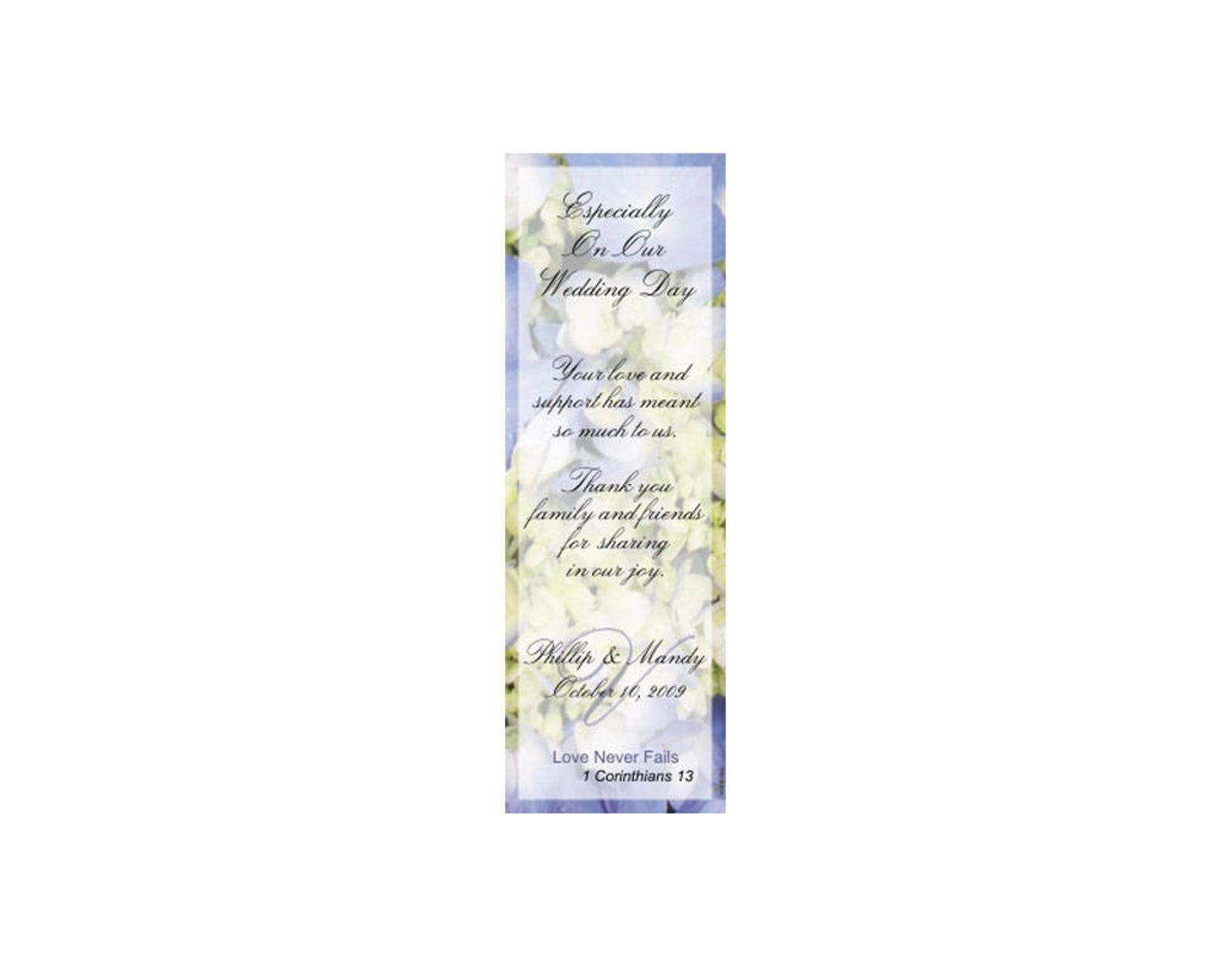 Blue Hydrangeas Wedding Bookmarks, Bookmark Favors, Bookmark Wedding ...