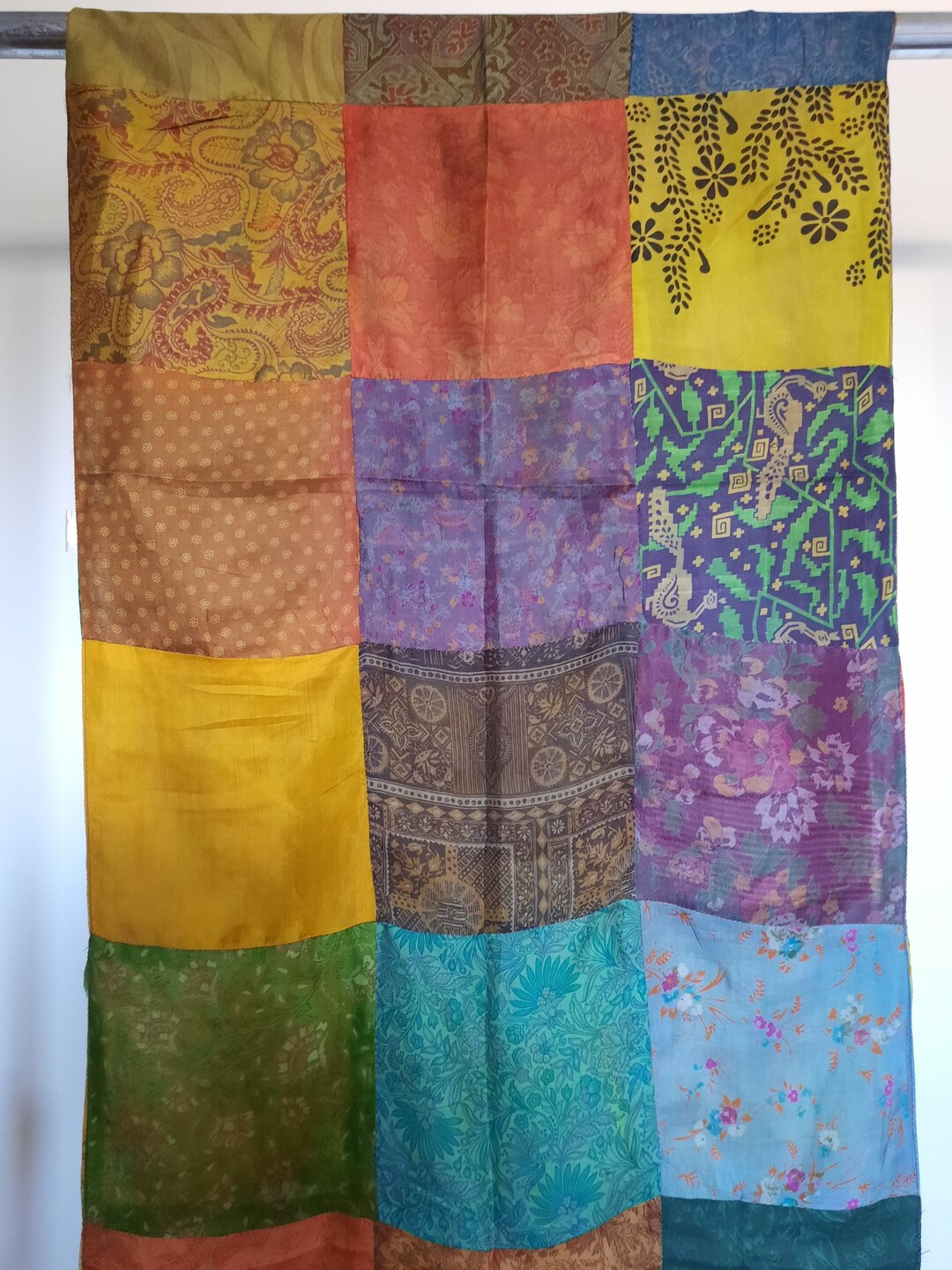 Vintage Silk Scarf Handmade in India - Etsy