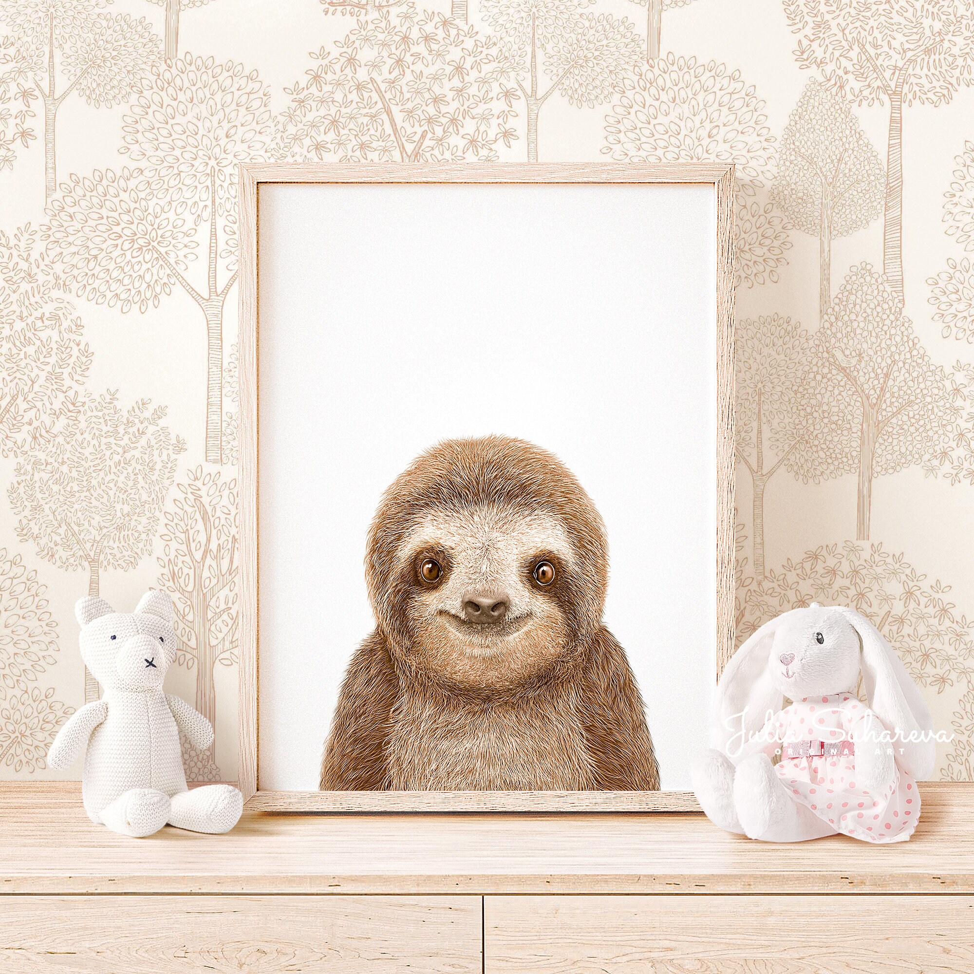 Baby Sloth Print for Neutral Nursery Decor Printable Animal | Etsy