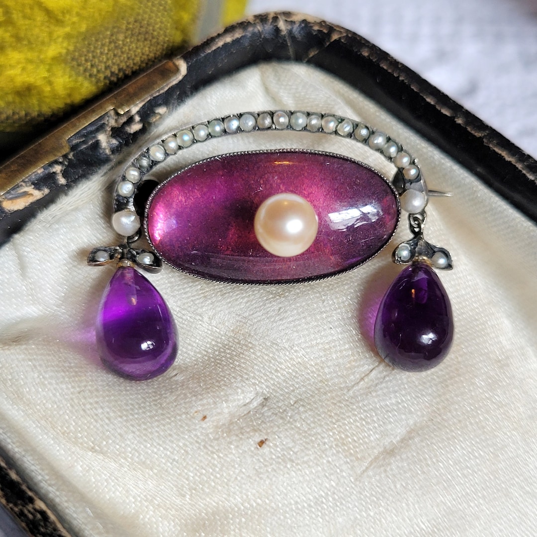 Art Nouveau 900 Silver Depose Amethyst Brooch Fahrner ? Pforzheim Art ...