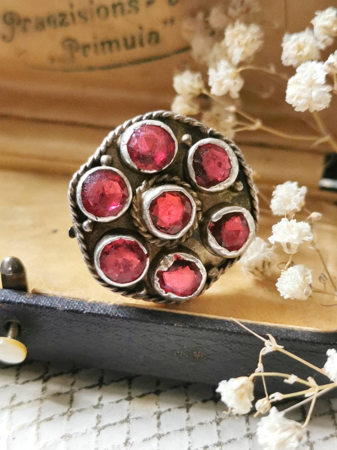 Historicism Peasant Ring Real Silver & Quartz Around 1870-1880 True ...