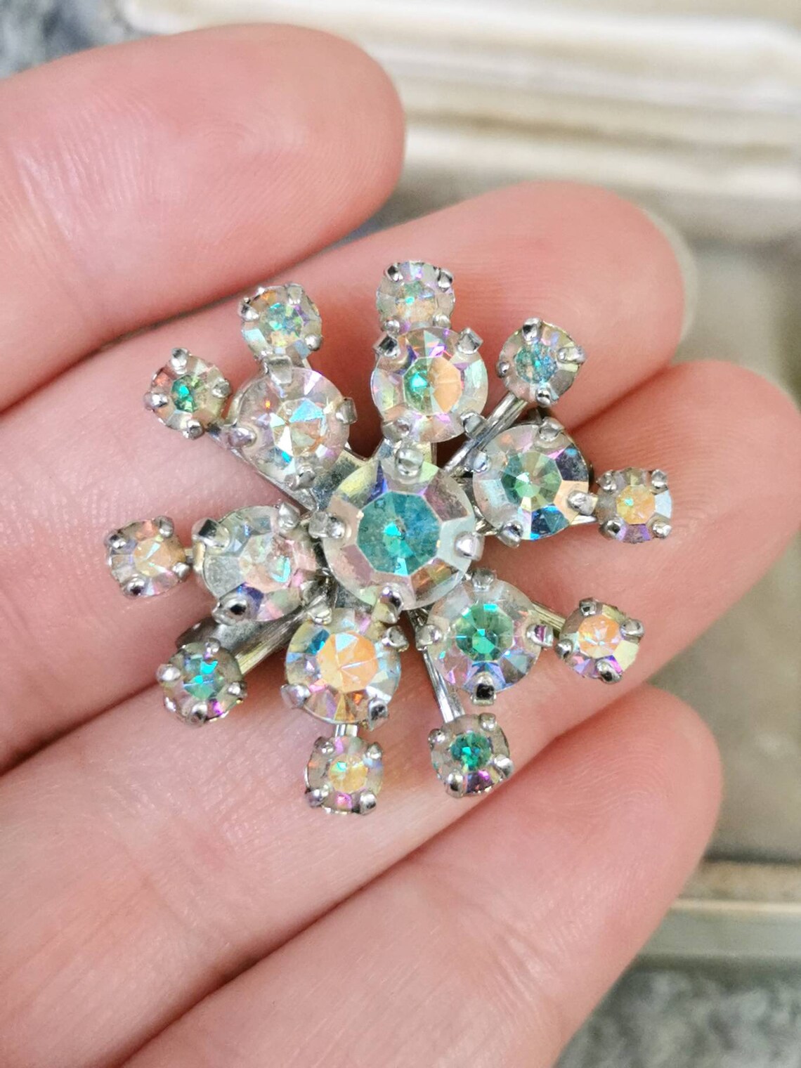 AURORA BOREALIS Strass Brosche 60er Jahre Glitzer Nadel brooch | Etsy