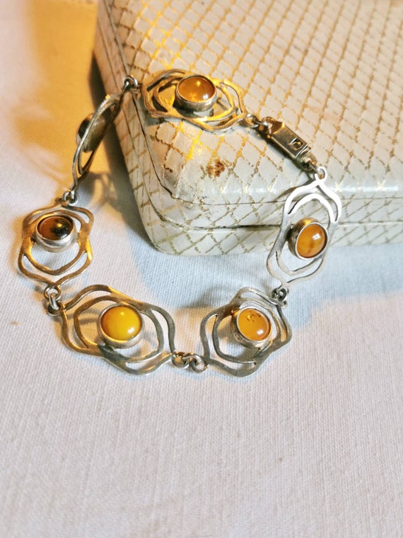 Midcentury 800 Silver BERNSTEIN Bracelet true vintage… - Gem