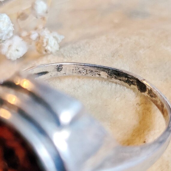 Art deco 835 Silver Ring Orange Stone around 1930 tru… - Gem