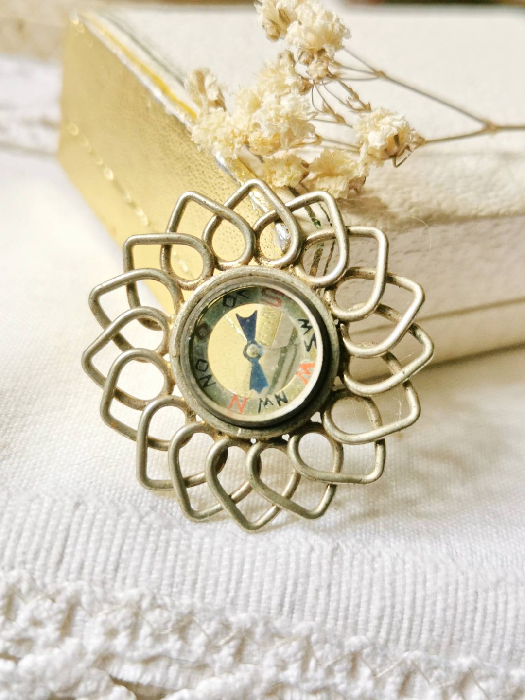 Antique Compass Charm Pendant for Watches Chain 1920 Art Nouveau ...