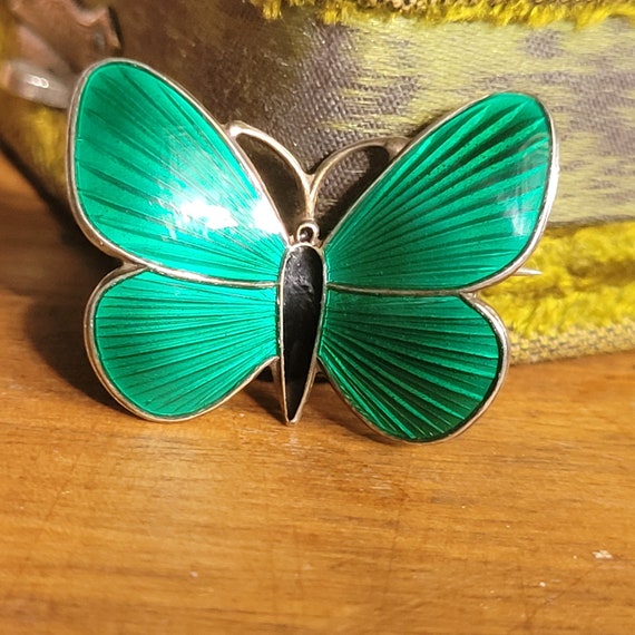 Norway Hroar Pryds 925 Silver Enamel Butterfly Green … - Gem
