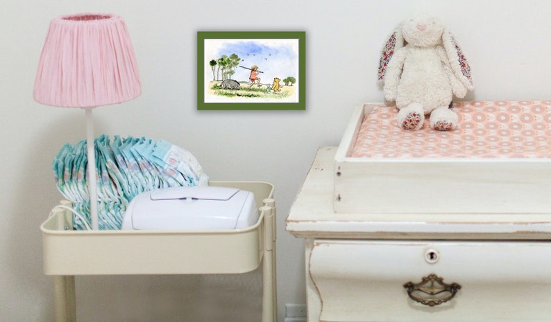 Pooh Christopher and Eeyore Gone Fishing Print of | Etsy