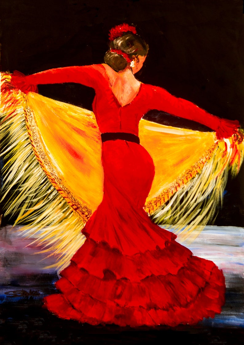 Flamenco Dancer in Red With Shawl - Etsy