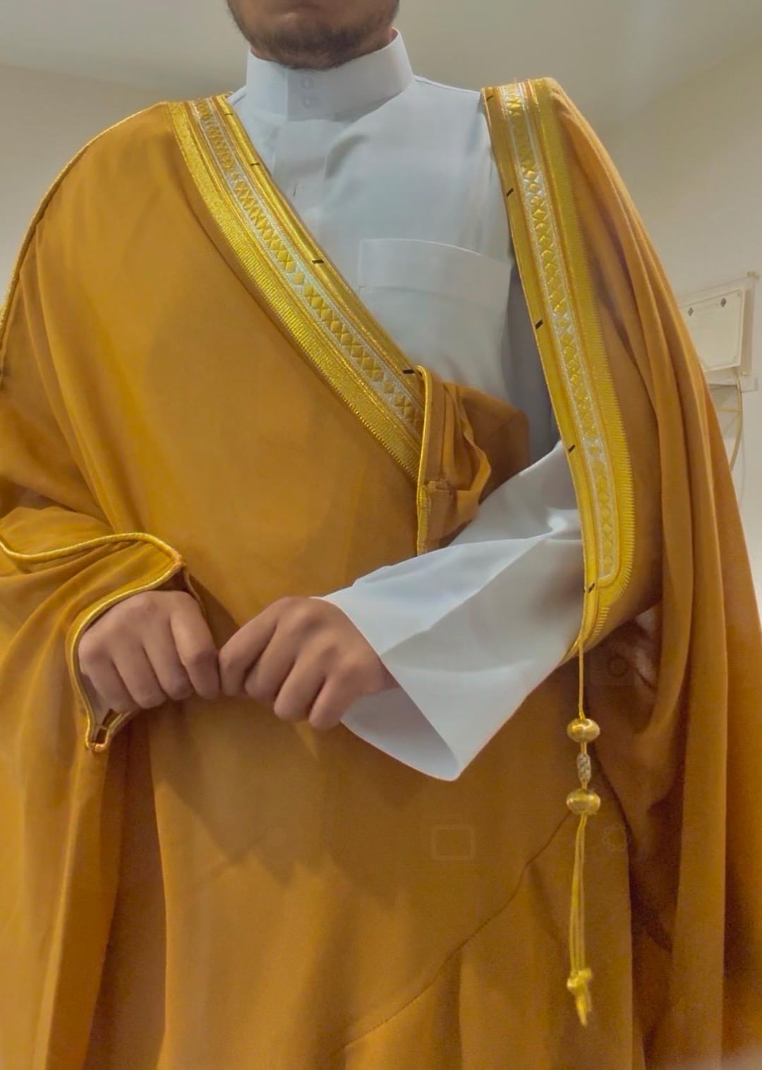 Camel Brown Bisht Thobe Set Men Bisht Islamic Arab Dress Sheikh Imam ...