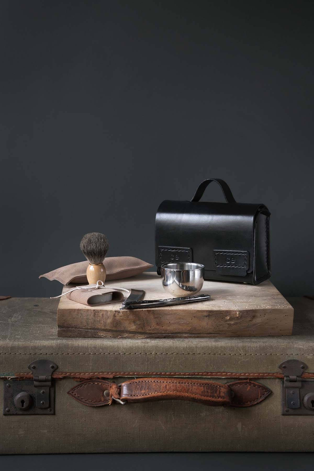 British leather hand-made grooming shaving kit luxury | Etsy