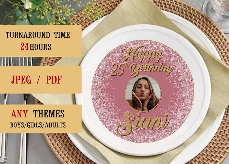 Custom Charger Plate Label Design-personalized Sparkles Rose - Etsy