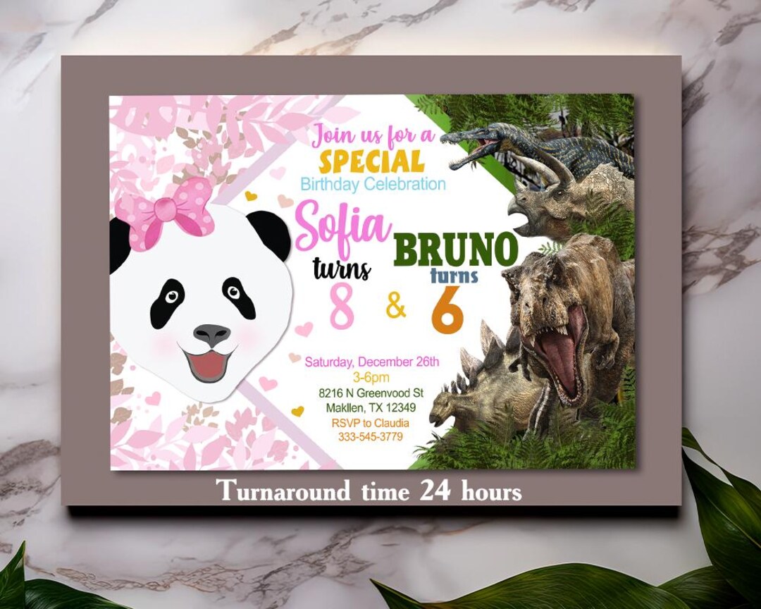 Custom Join Birthday Invitation – Twin Siblings | Double Birthday Party ...