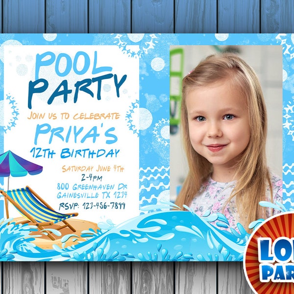 15th Birthday Invitation Pool Party - Etsy