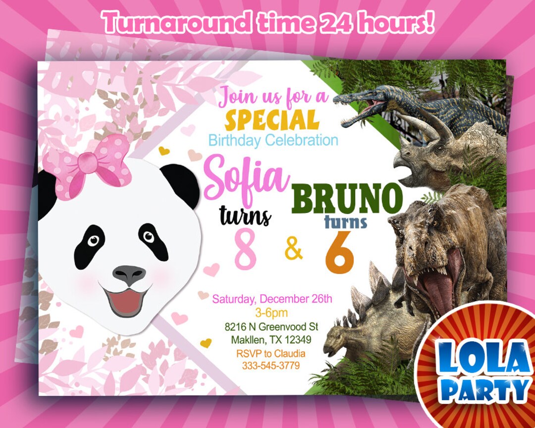 Dual Invitation,double Invitation,sibling Twins Birthday Invitation ...