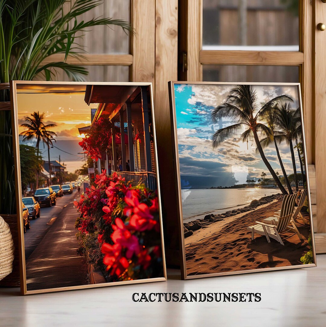 Set of 2 Maui Prints, PRINTABLE, Lahaina Travel Prints, Hawaii Wall Art ...