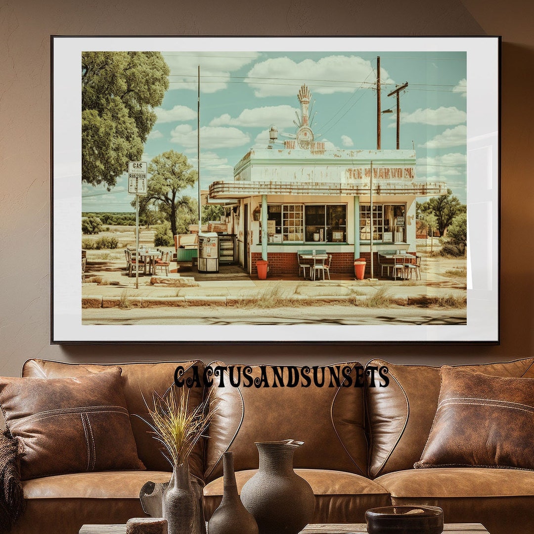 Vintage Texas Diner, Texas Gift, Country Print, Southwestern Decor ...