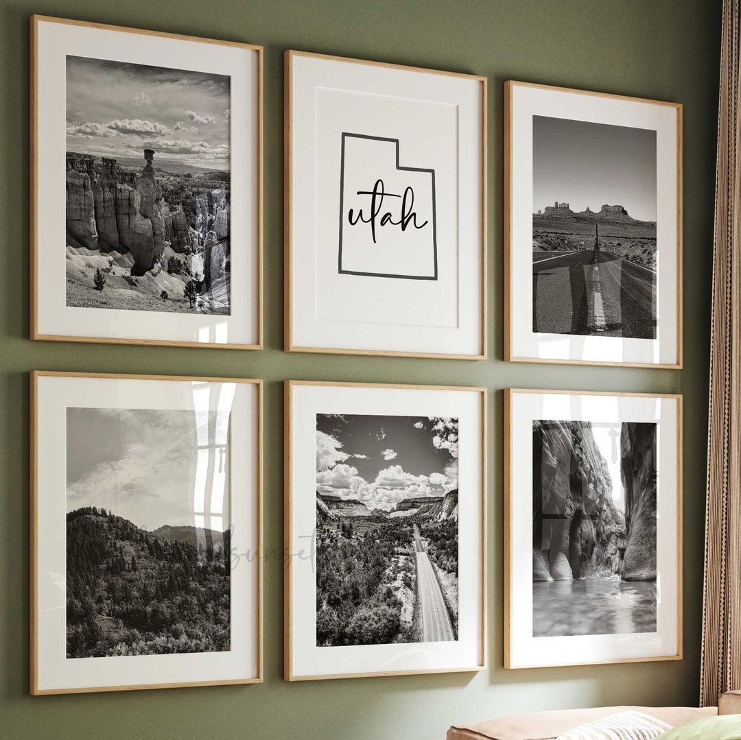 Utah Black and White Print Set, Utah Set of 6, Digital Download, Utah ...