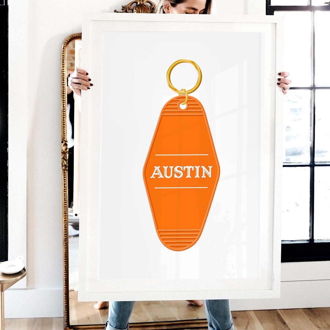 Austin Texas Vintage Motel Keychain Print, Texas Art, Gift for Texan ...