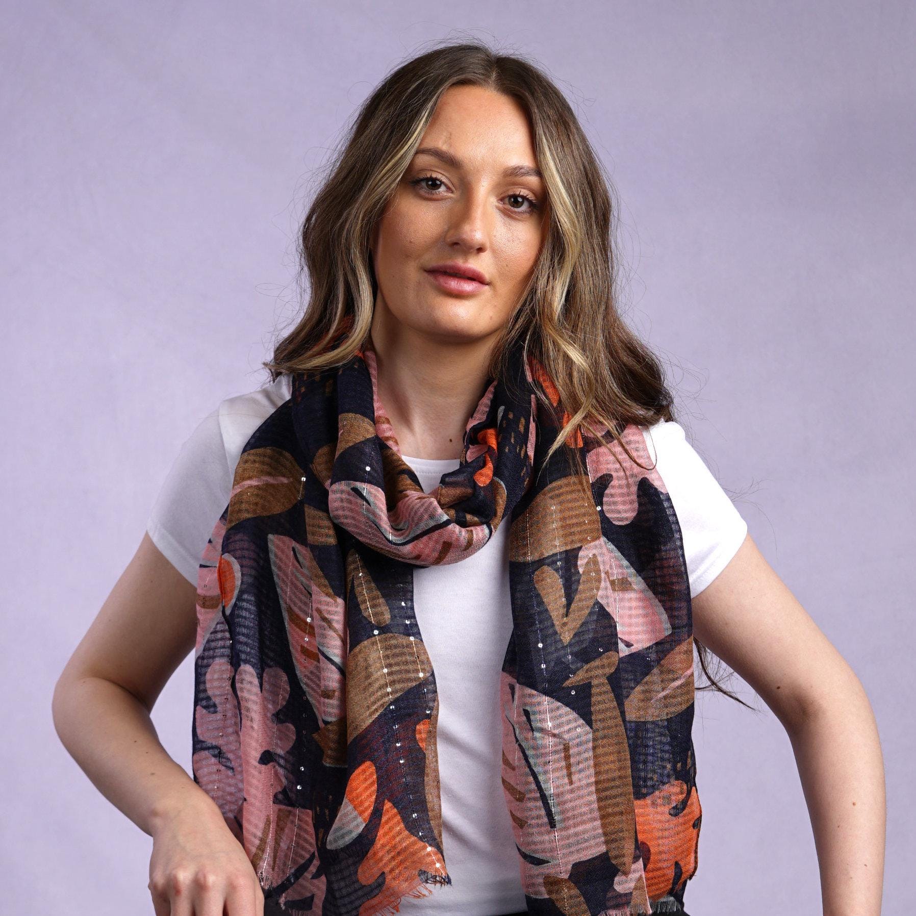 Blue Tan Scarf Etsy UK