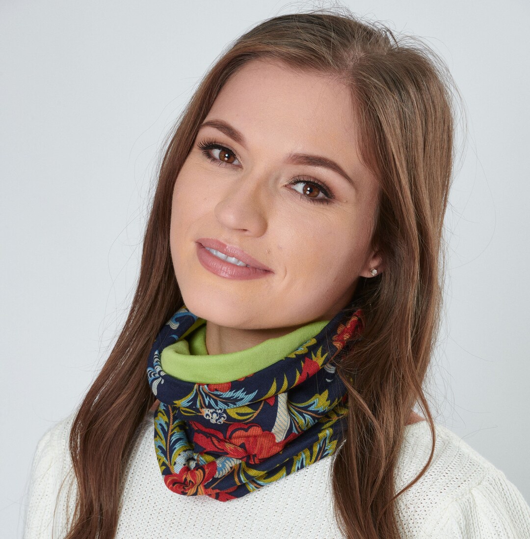 Snood Vintage Paisley Floral Neck Warmer Ladies Abigail Stretchy Jersey ...