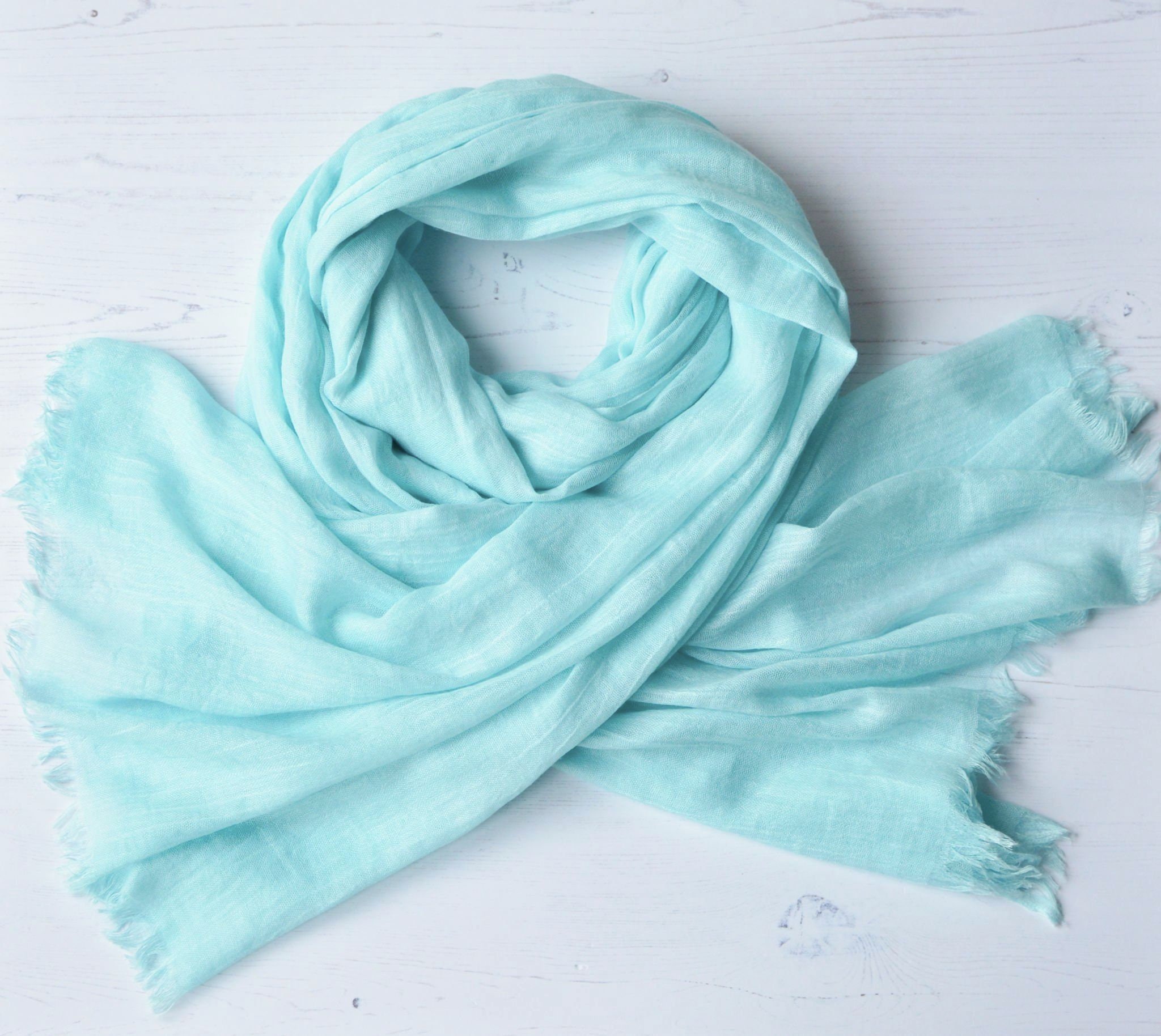 Turquoise Blue Green Scarf Large Super Soft Light Weight Fine - Etsy