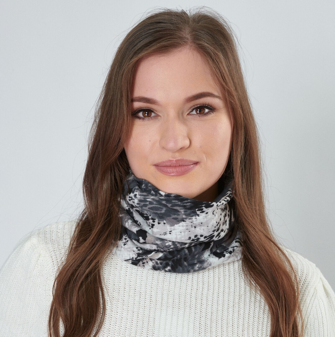 Animal Print Snood Grey Stretchy Jersey Abigail Neckwarmer Oeko-tex ...
