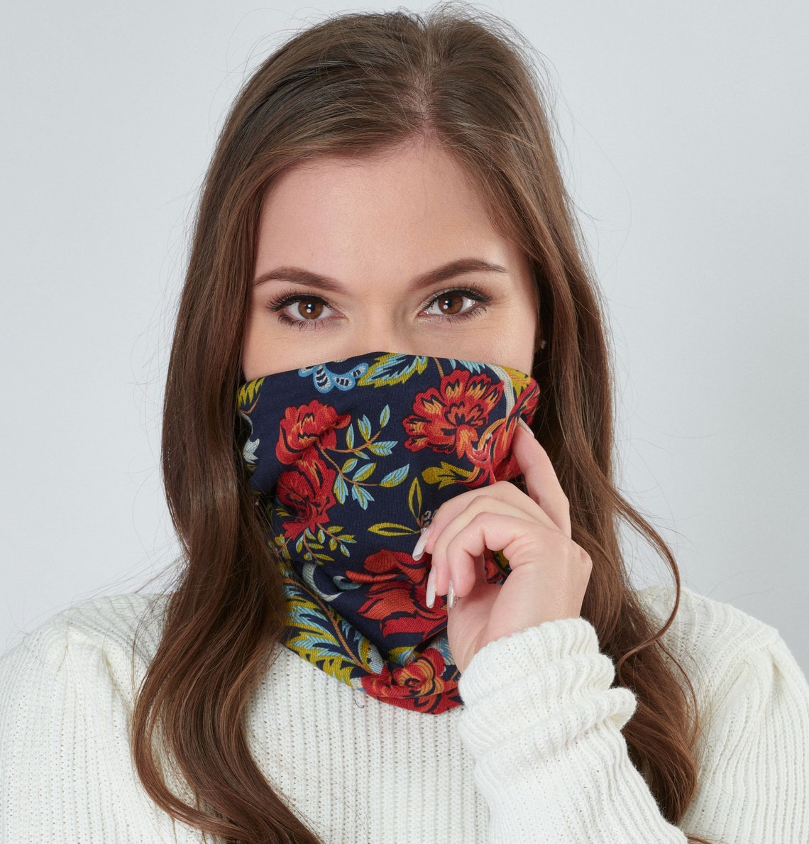 Snood Vintage Paisley Floral Neck Warmer Ladies Abigail Stretchy Jersey ...