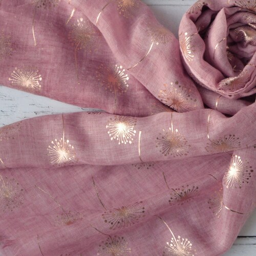 Soft Dandelion Print Scarf Dusky Pink - Etsy