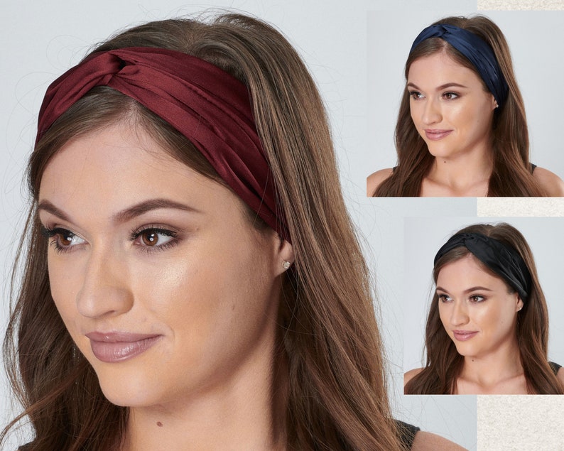 Plain Silky Headbands Women's Girl's Twisted Knot Hair Bands BUY 1 GET ...