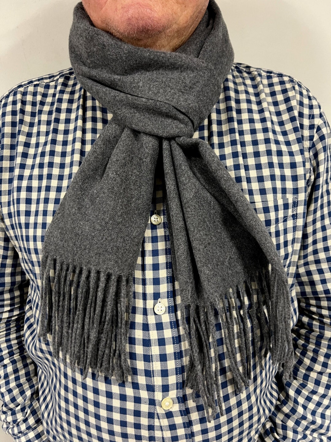 Plain Dark Grey Scarf With Tassels Soft Warm Cosy Unisex Gift for Him ...
