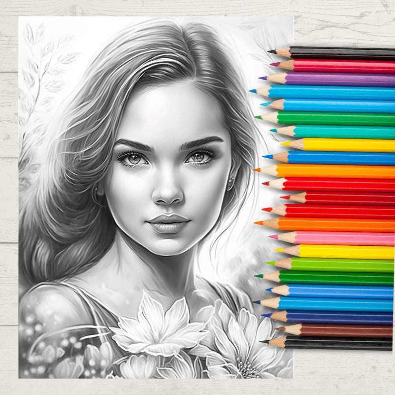 Beautiful Girl Portrait Coloring Pages Adult Coloring Pages - Etsy