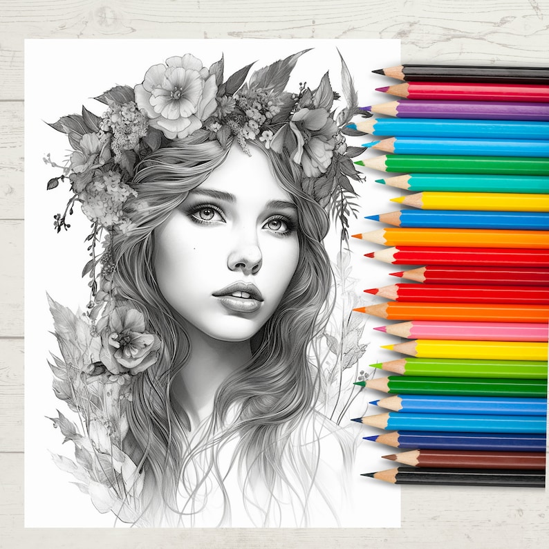 Beautiful Girl Portrait Coloring Pages Adult Coloring Pages - Etsy