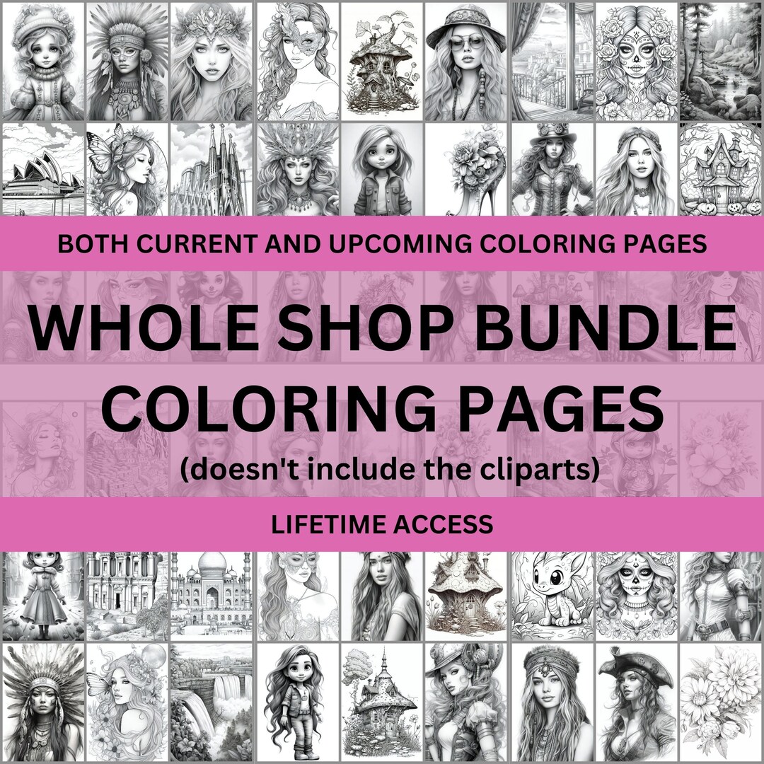 Adult Coloring Pages Whole Shop Bundle Greyscale Coloring Book Bundle ...