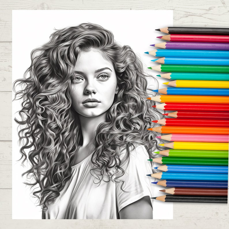 Beautiful Girl Portrait Coloring Pages Adult Coloring Pages - Etsy