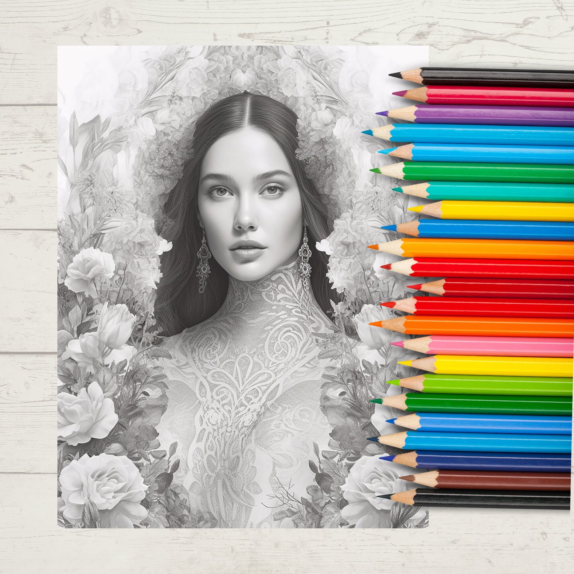 Beautiful Girl Portrait Coloring Pages Adult Coloring Pages - Etsy