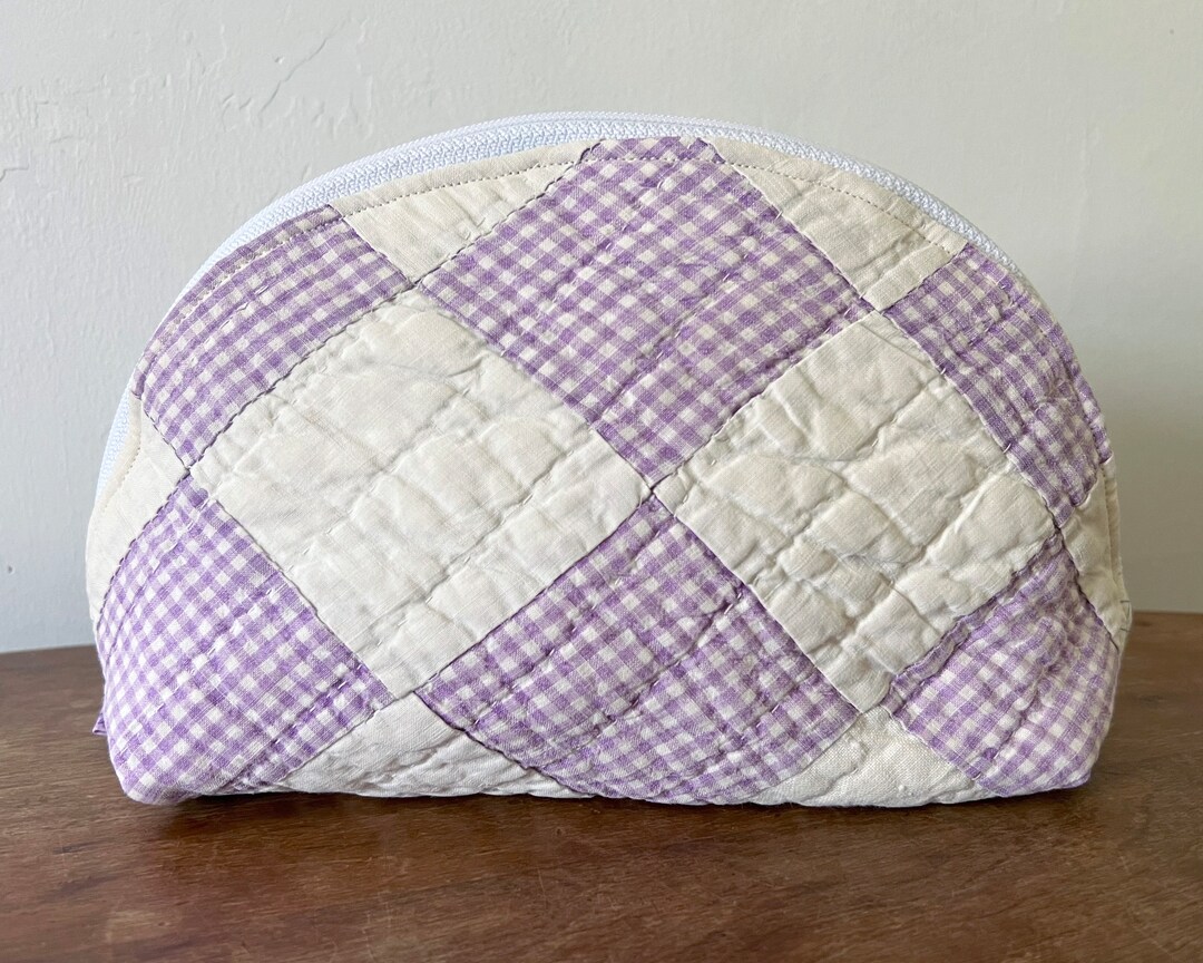 Upcycled Vintage Quilt Clam Zipper Pouch, Cosmetic Bag, Travel Pouch ...
