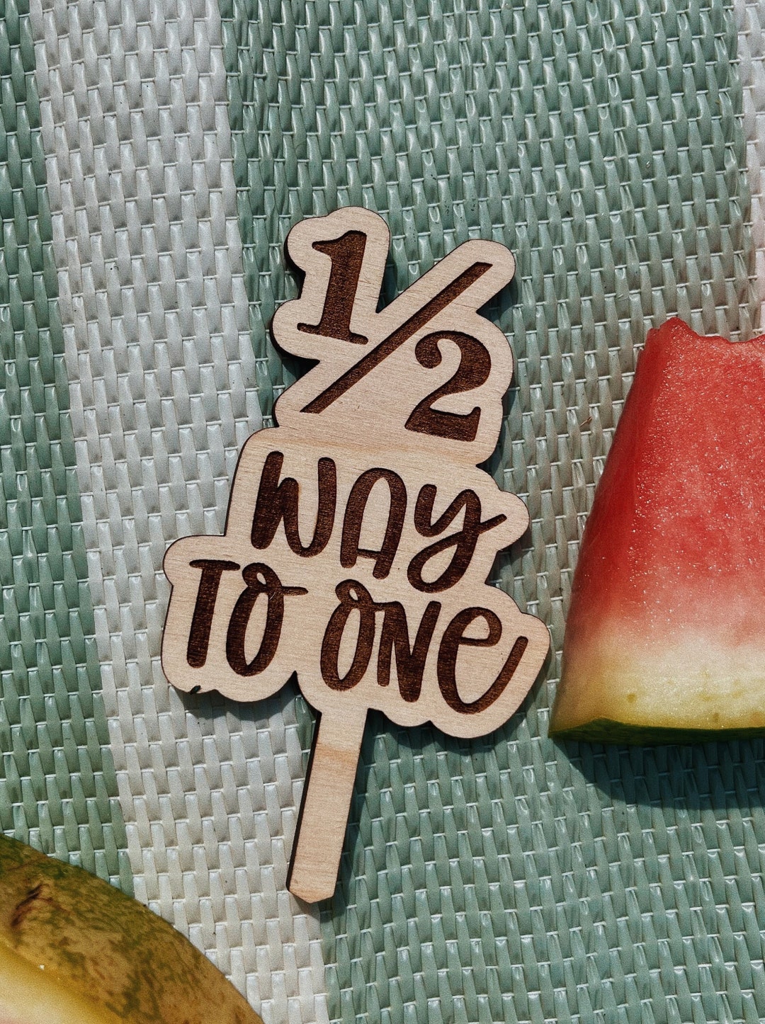 Half Way to One Cake Topper | Laser Cut Baltic Birch Wood - Etsy