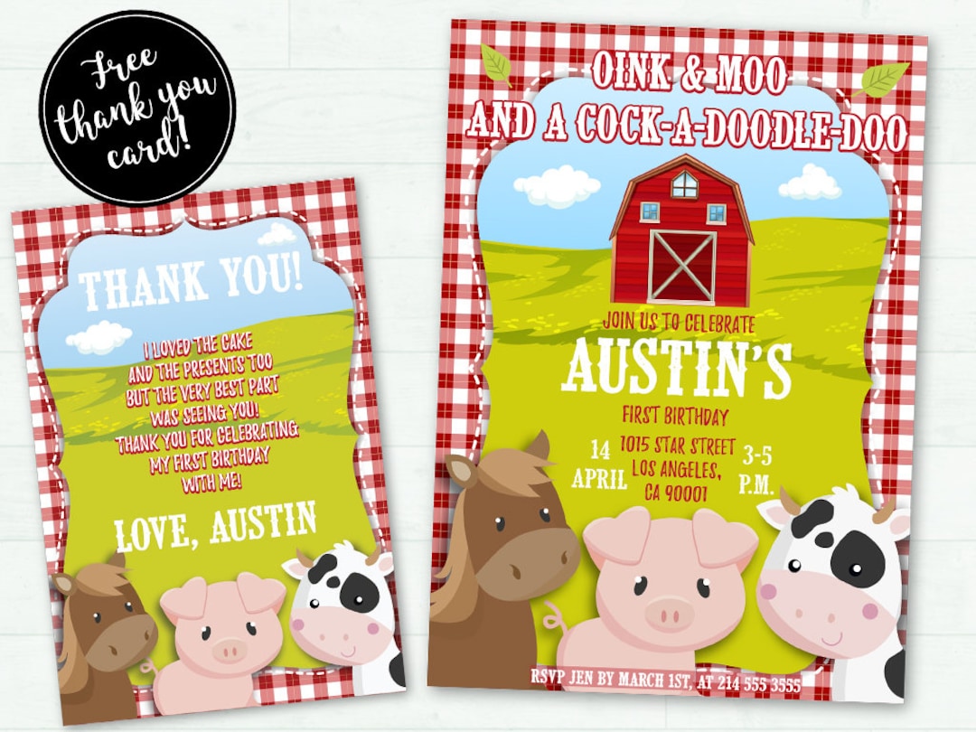 Farm Birthday Invitation, Farm Birthday, Farm Invitation, Farm Party ...