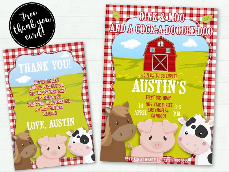 Farm Birthday Invitation, Farm Birthday, Farm Invitation, Farm Party ...
