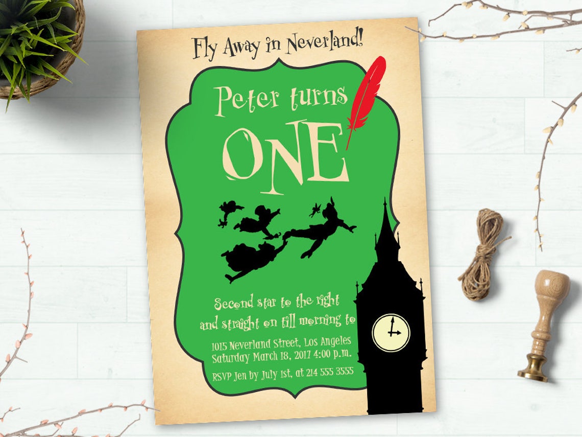 Peter Pan Birthday Invitation, Party Invite, Peter Pan Baby Shower ...