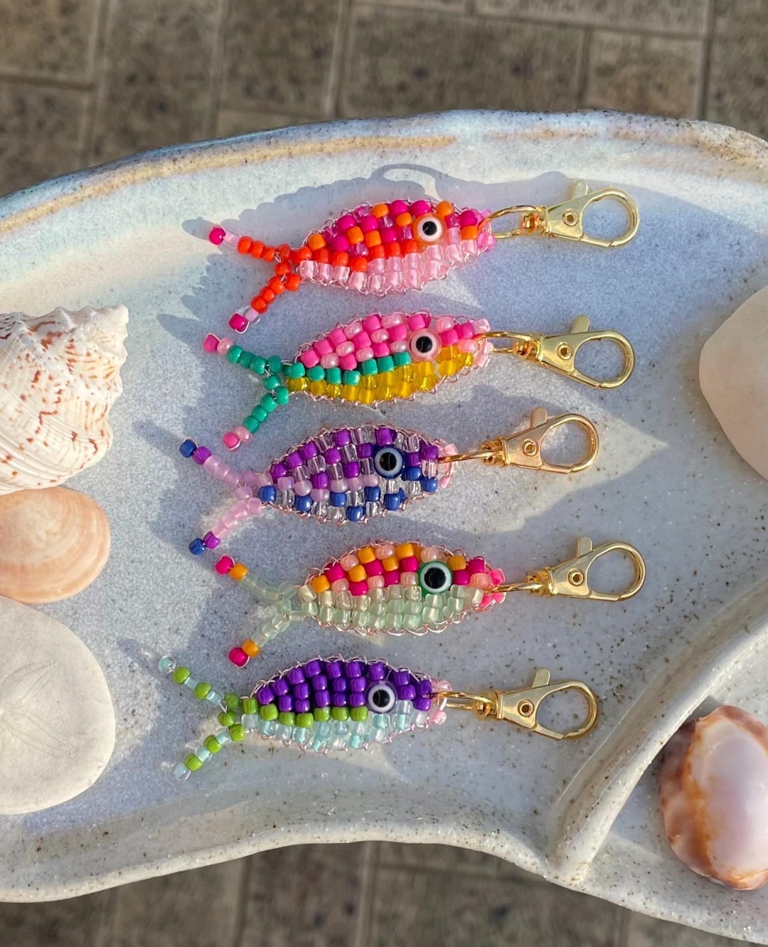 Beaded Fish Keychain and Purse Charm: Customizable - Etsy