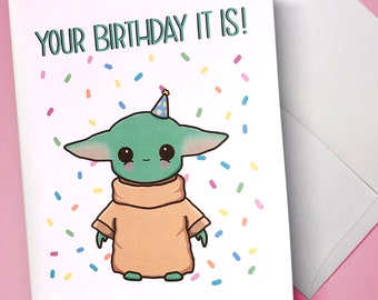 Grogu Birthday Card | Etsy
