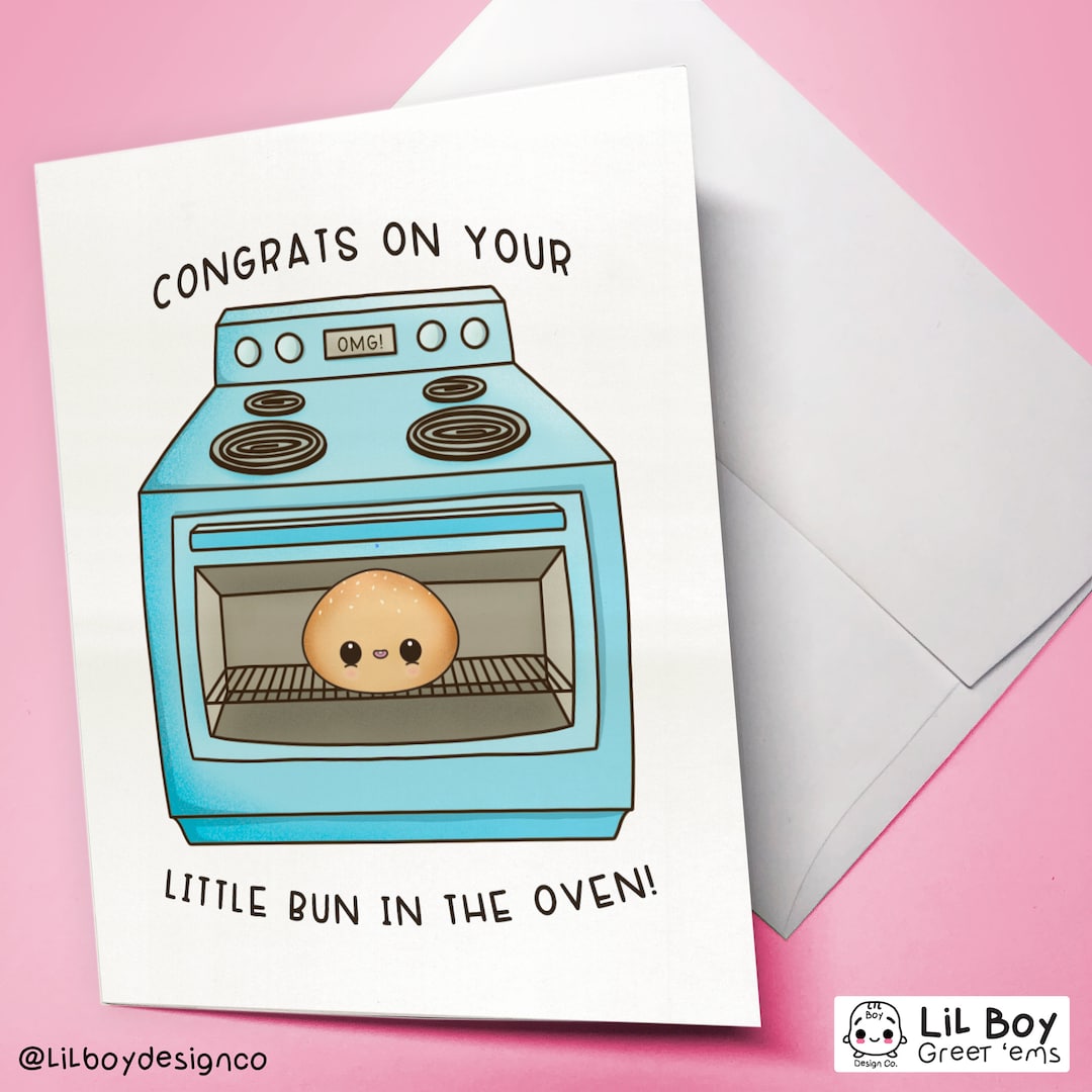 Punny Pregnancy Card Bun in the Oven Congrats, Congratulations - Etsy