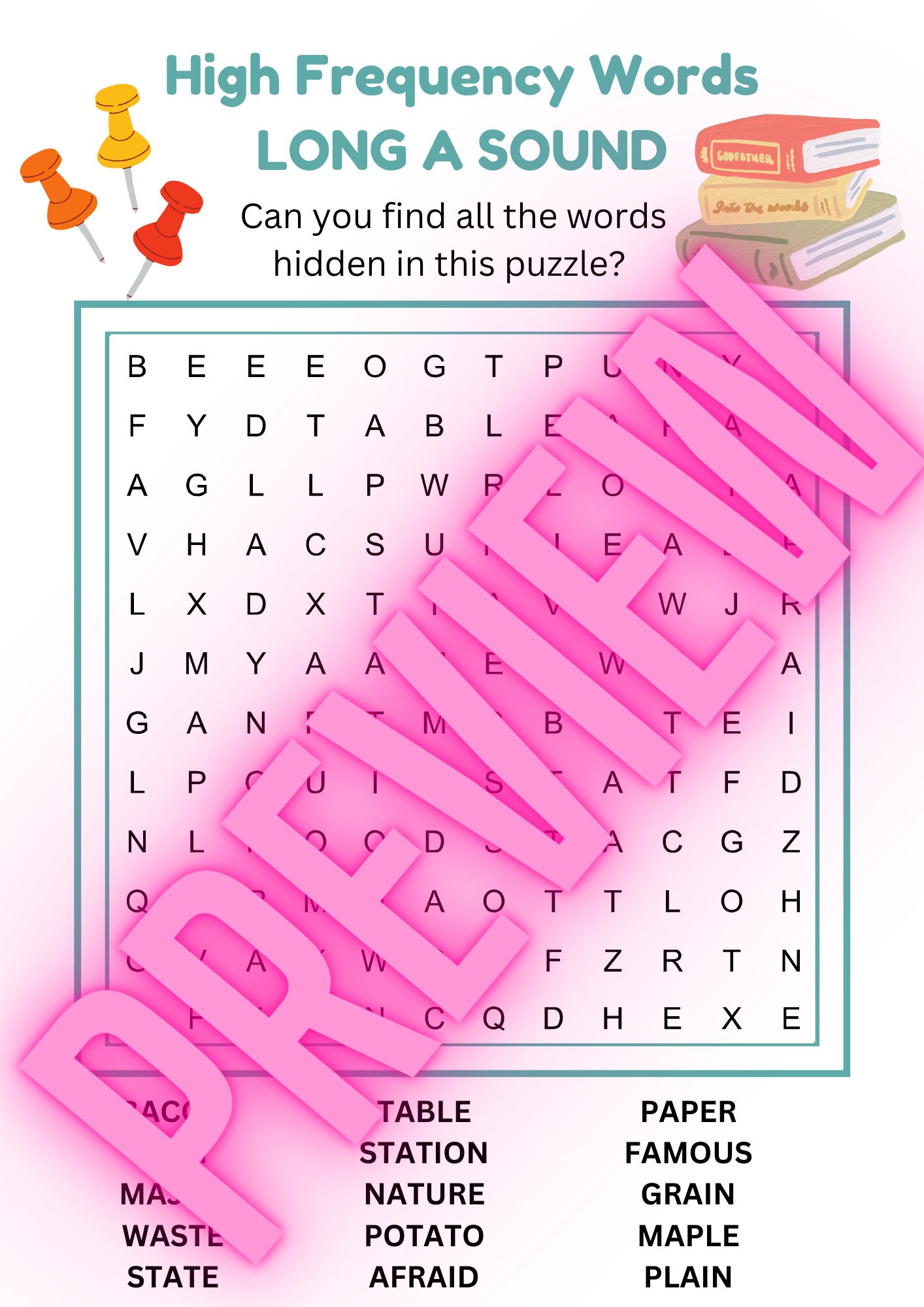 Long A Word Search Digital Downloads - Etsy